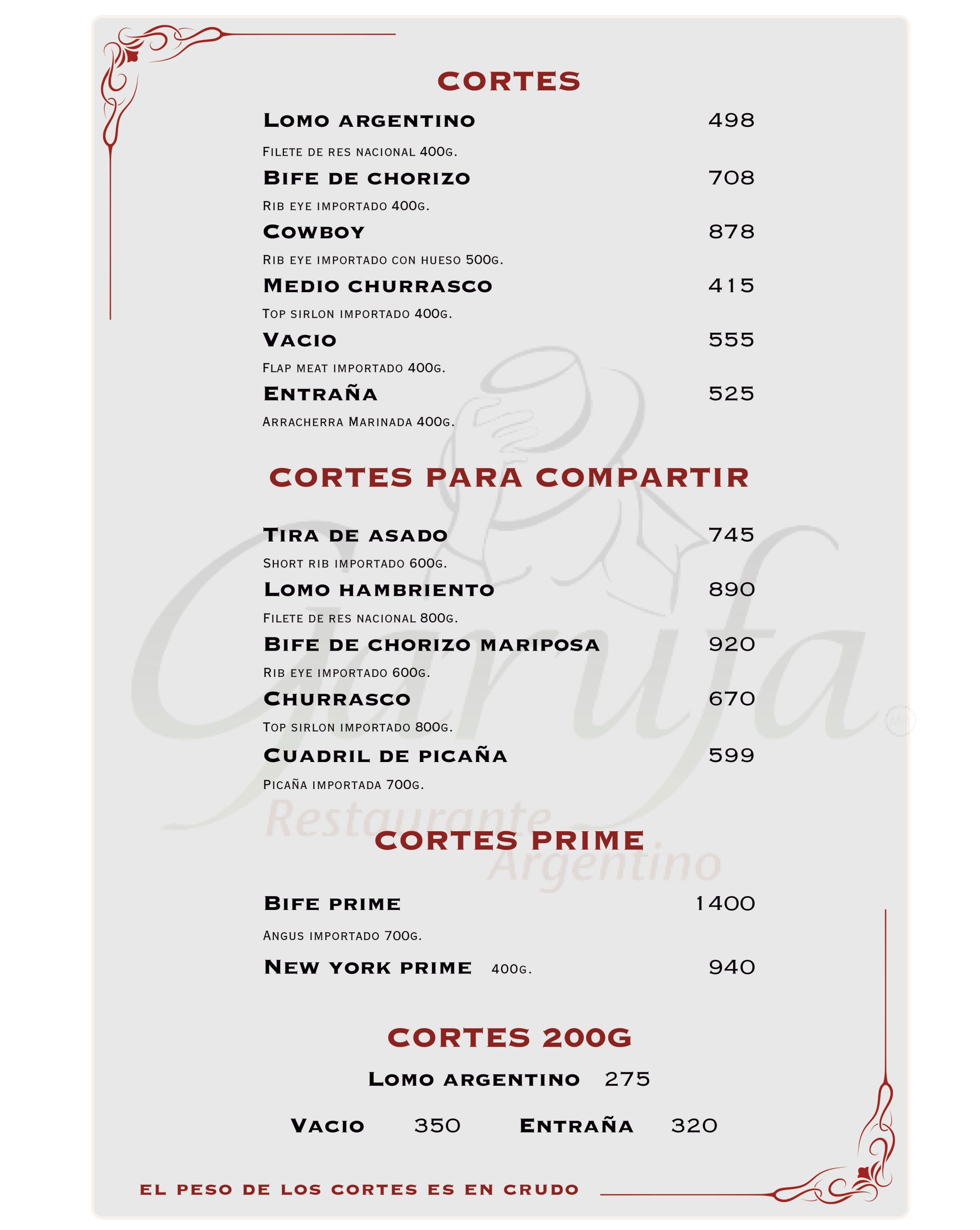 Garufa – Menú Garufa